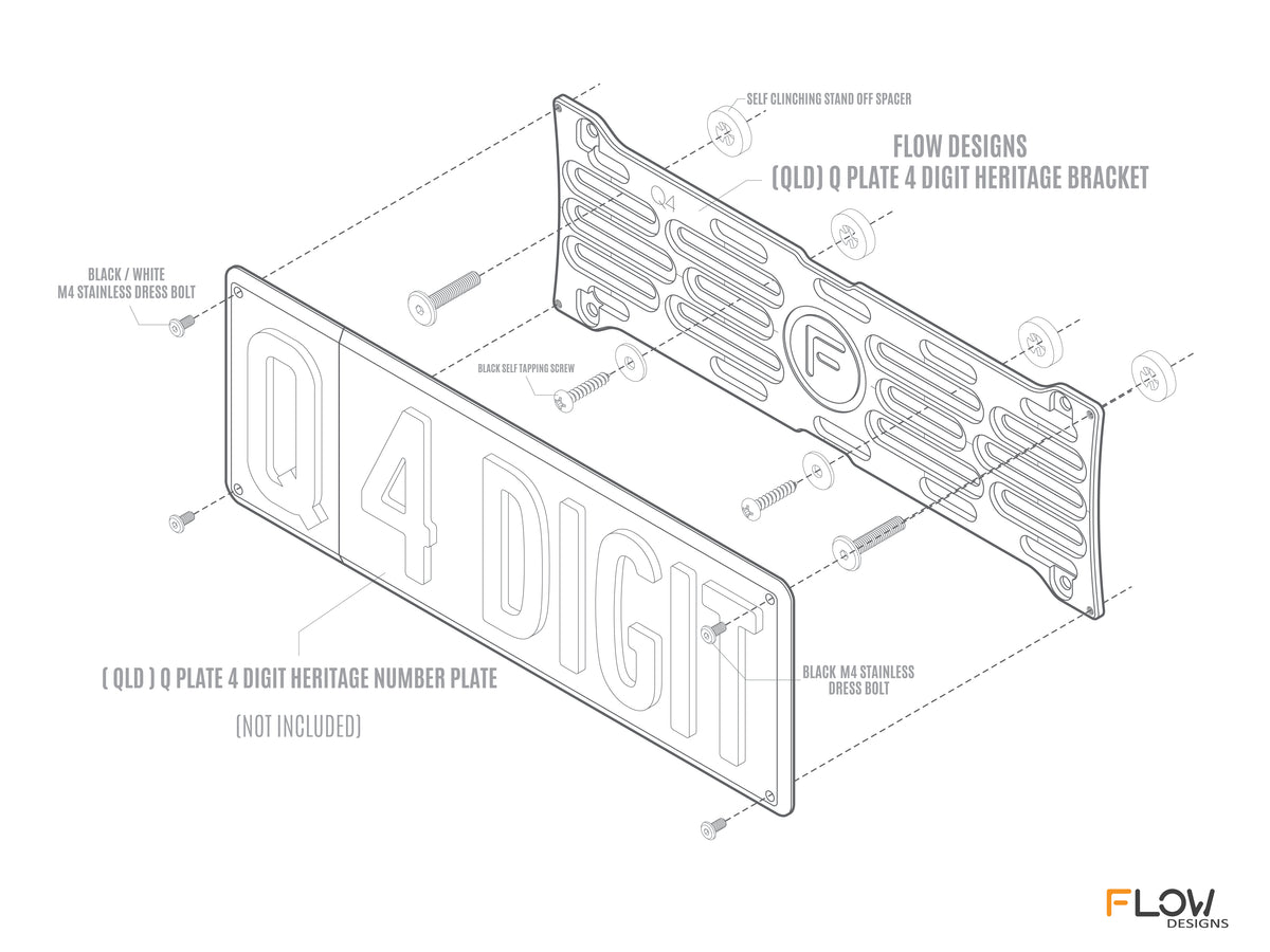 [QLD] Q PLATE 4 Digit Heritage - Number Plate Bracket