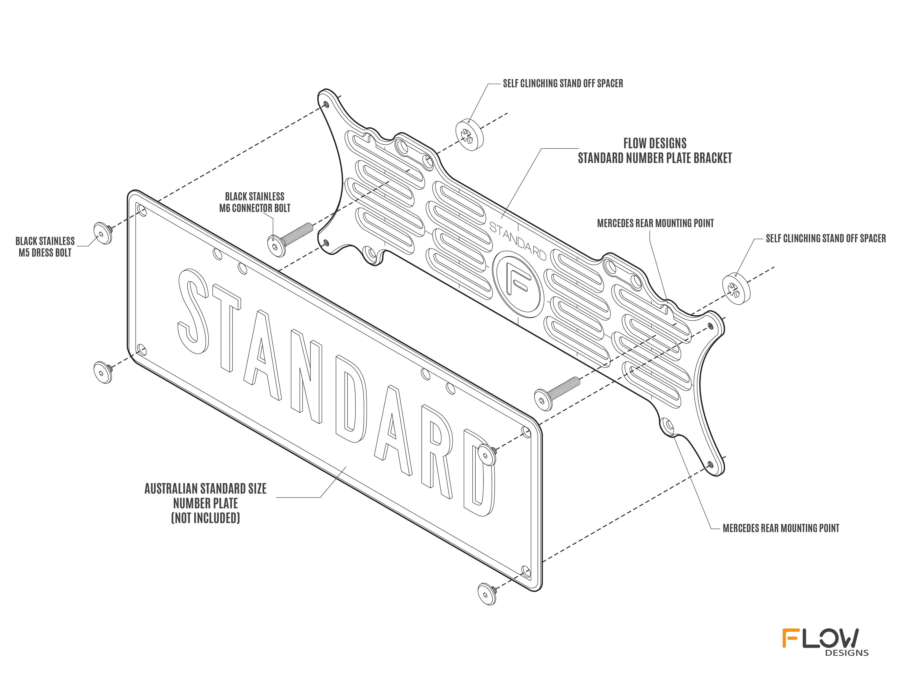 [TAS] Standard - Number Plate Bracket 372mm (w) x 134mm (h)